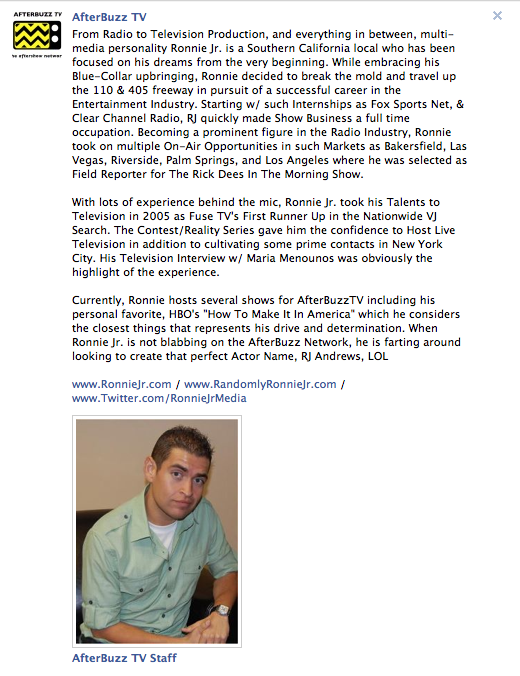 RANDOMLY RONNIE JR: AFTERBUZZTV