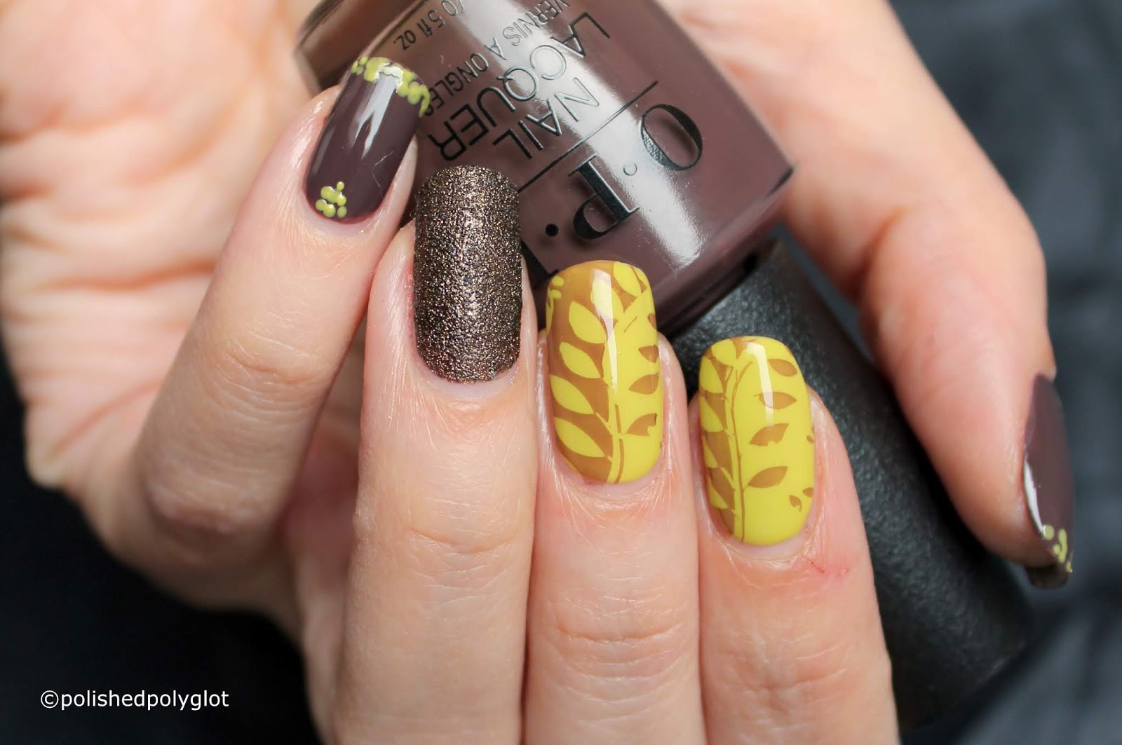 Nail Art │ Chartreuse and Brown Nail Design [When Colors Collide ...