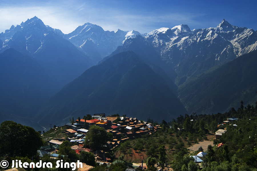 Snow covered region of Kinnaur district in Himalayan State of India ...