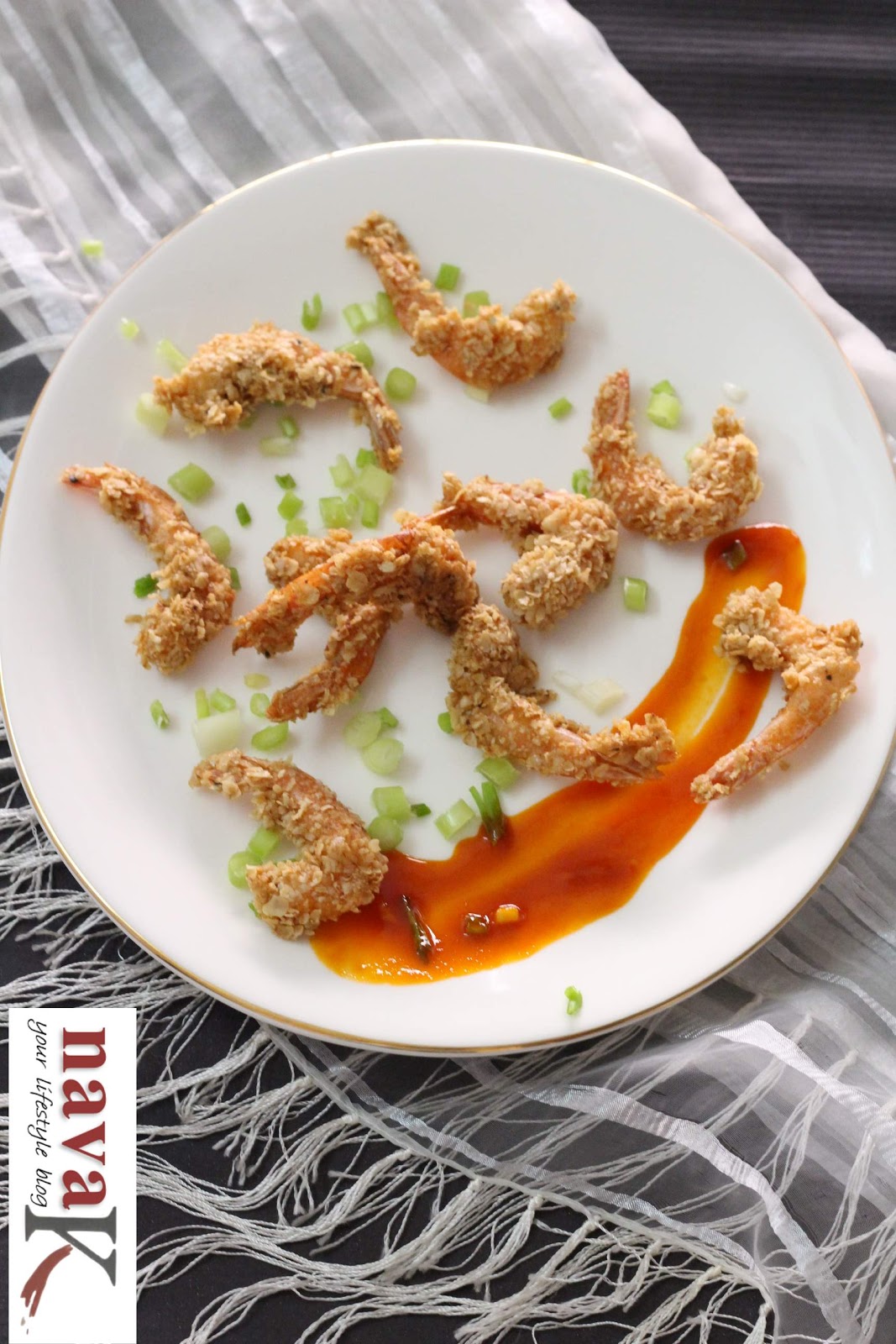 nava-k: Oats Coated Fried Prawns