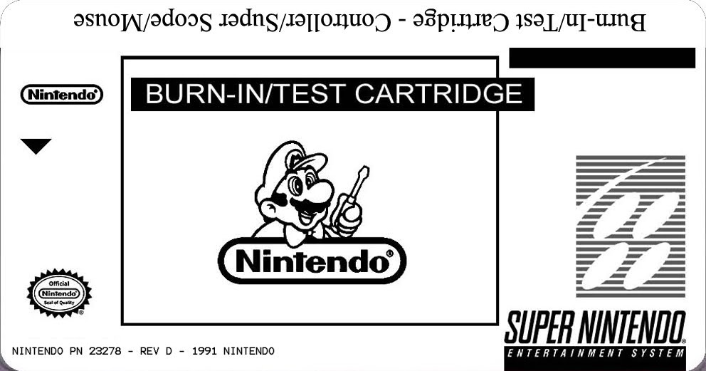 Super Nintendo Labels: Burn-in Test Cartridge (EUA)