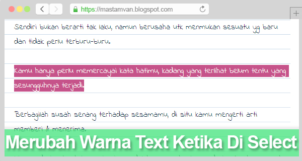 Cara Mengganti Warna Text Ketika Di Select Block Selection Text