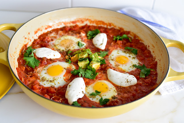 Shakshuka with Avocado, Labneh, and Za’atar Recipe | Arabic Food Recipes