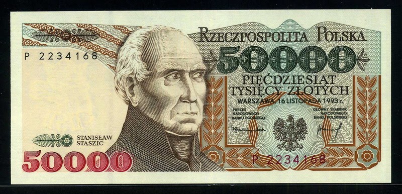 Poland Paper Money 50000 Zloty Banknote 1993 Stanis aw Staszic World poland-paper-money-50000-zloty-banknote-1993-stanis-aw-staszic-world