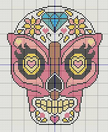 Buzy Bobbins: Butterfly inspired sugar skull cross stitch design