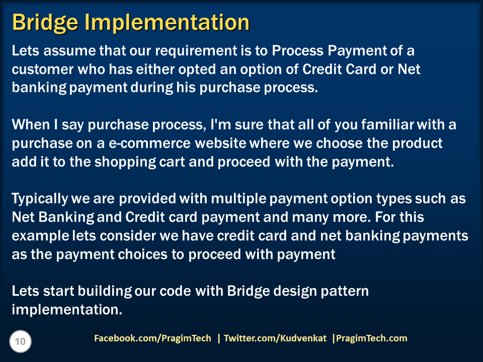 Sql server, .net and c# video tutorial: Bridge Design Pattern - Slides