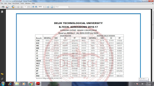 Career Blog by Vikas Kumar, Career Counsellor, Ranchi: DTU 2016-2017 ...