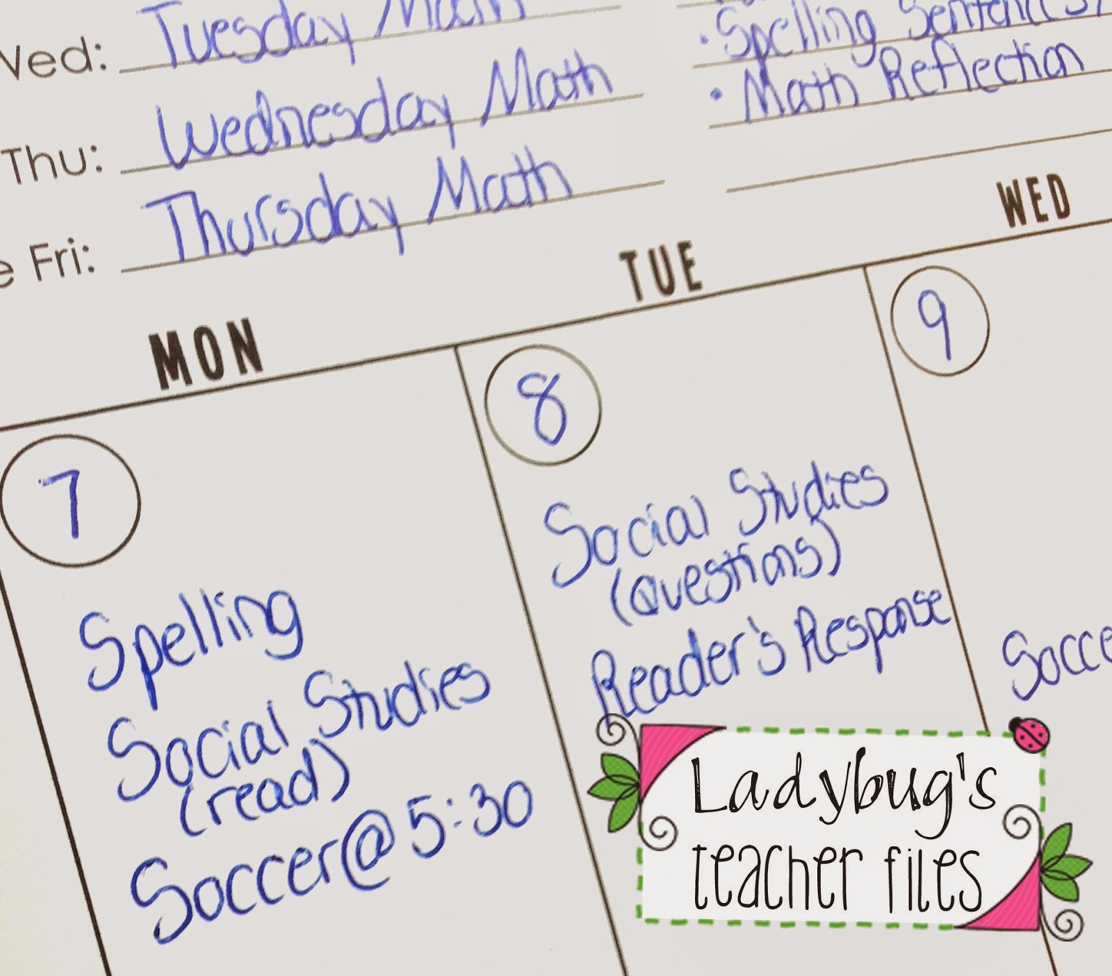 A Homework Planner Students Can Manage - Ladybug's Teacher Files