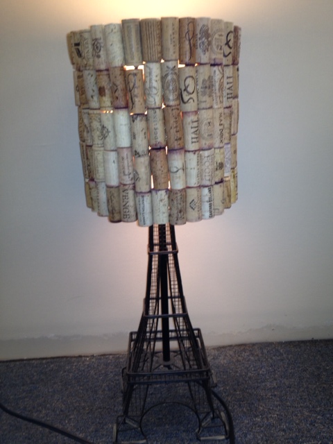 Exotic American: La Vie s'Avance: Wine cork art: lamp shade