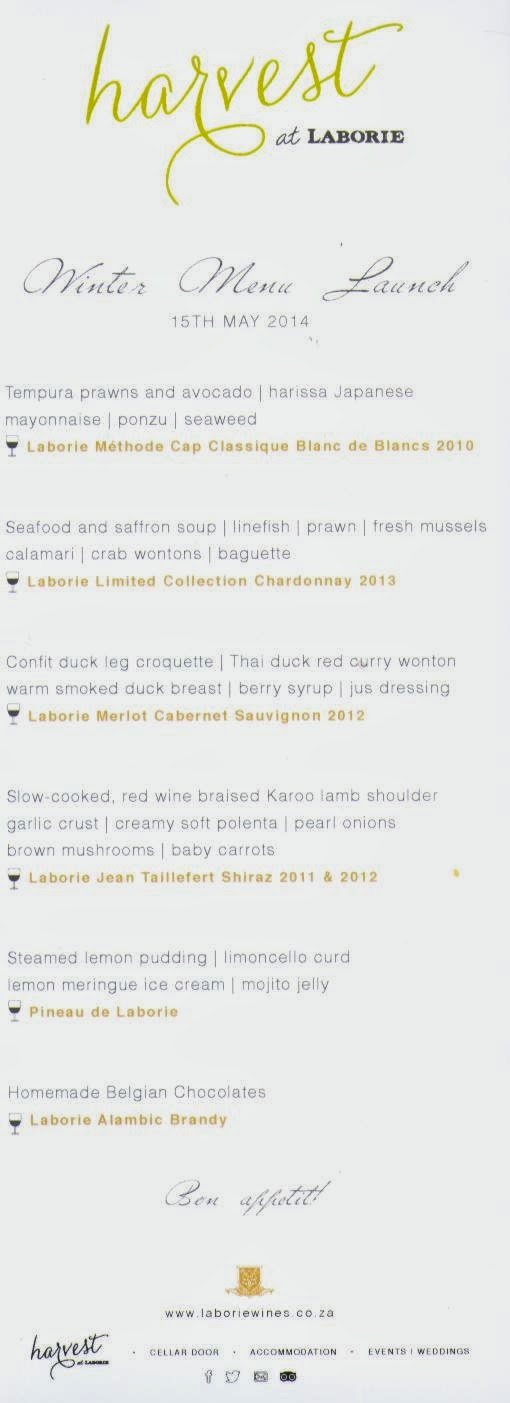 .: Matthew Gordon launches his winter menu at Harvest, Laborie in Paarl