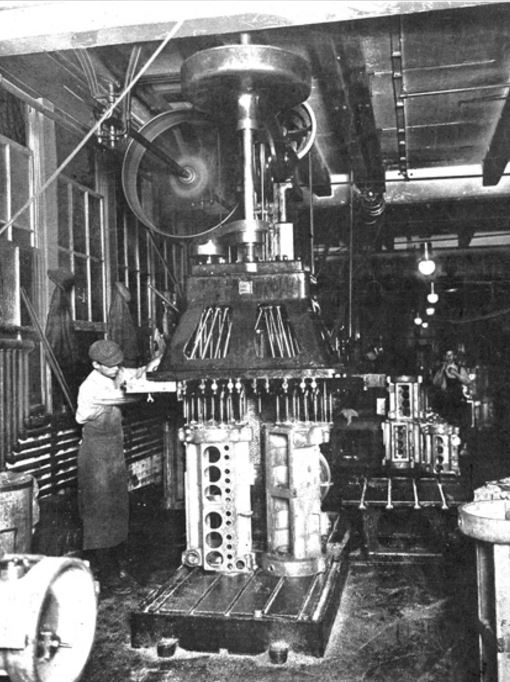 Just A Car Guy: simultaneous drilling on engine blocks