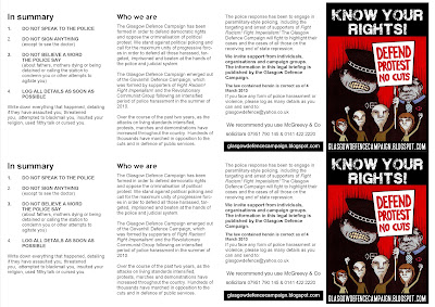 Glasgow Defence Campaign: Know your rights! Bust card