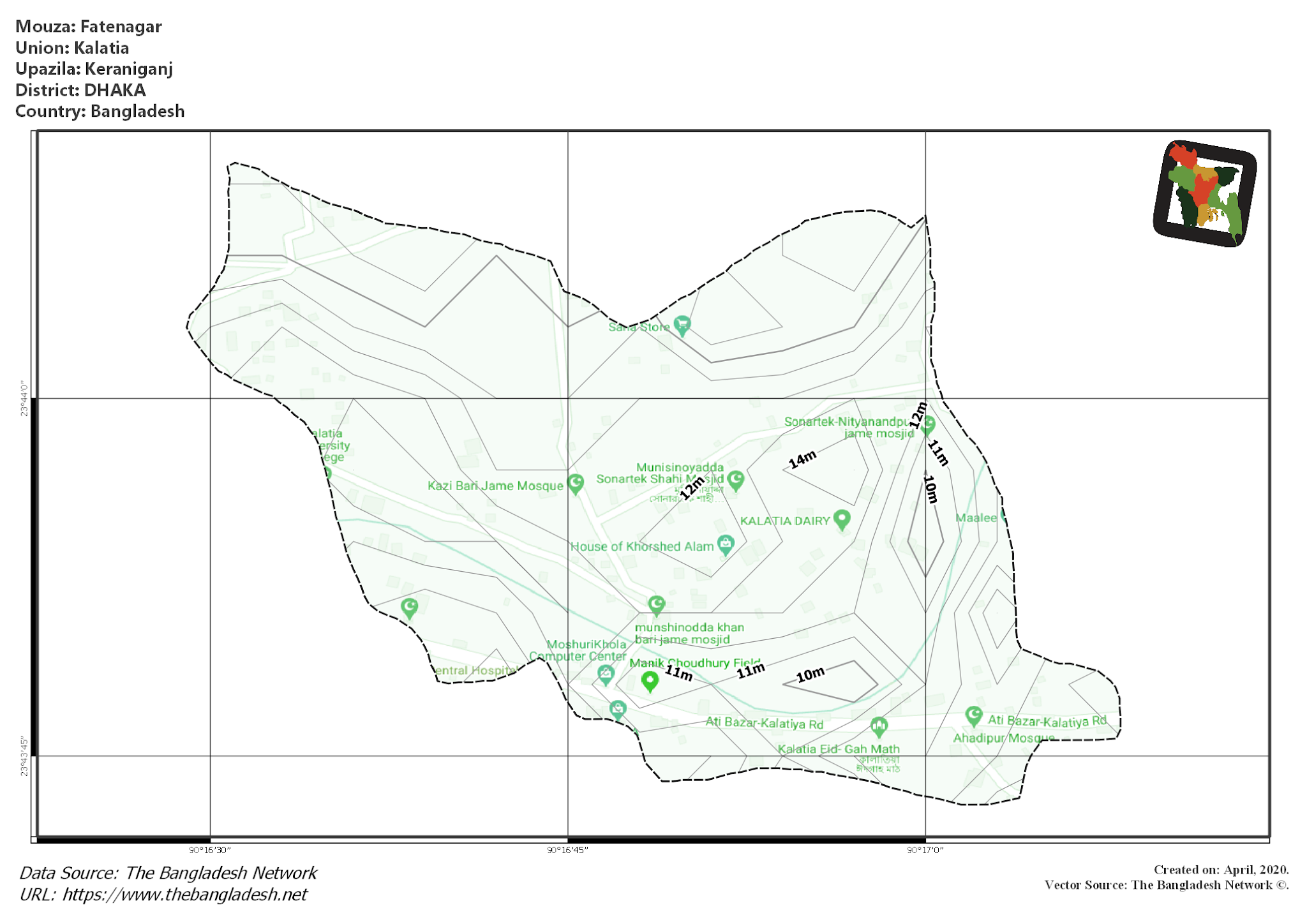 Map of Fatenagar Mouza, Keraniganj, Dhaka