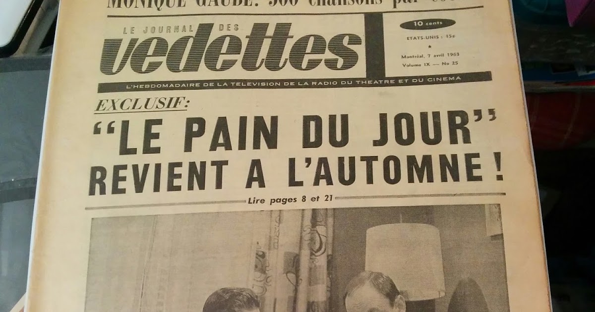 journal Marie-Reine Bellemare : Le Journal des vedettes, 7 avril 1963 ...