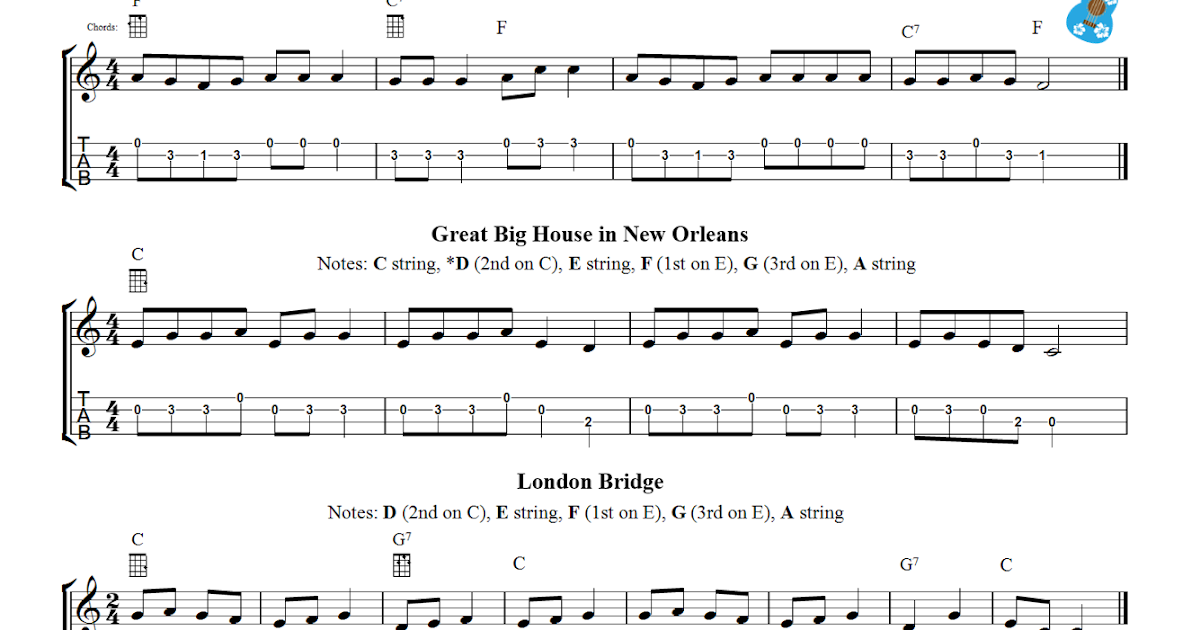 Jeri's YOUkulele Notes: Folk Melodies in Tab and on the Staff