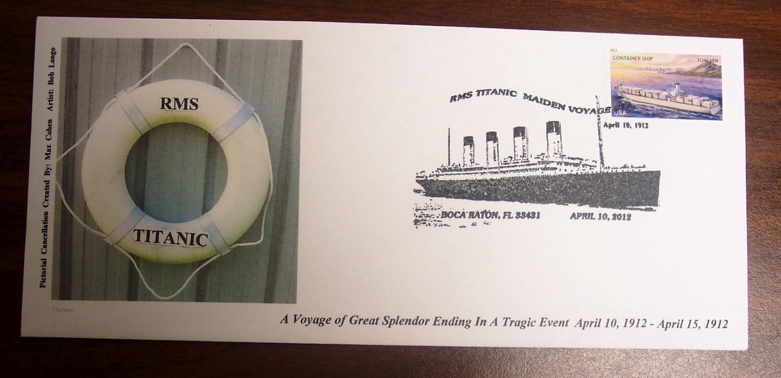 South Florida Postal Blog: Titanic Postmark Sets Sail in Boca