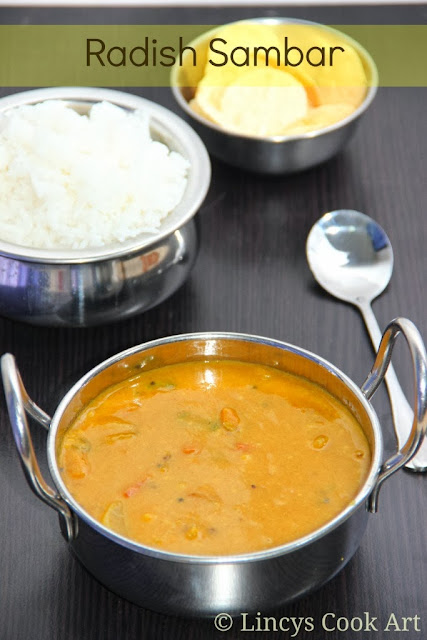 Radish Sambar/ Mullangi Sambar/ Single Vegetable Sambar ~ Lincy's Cook Art