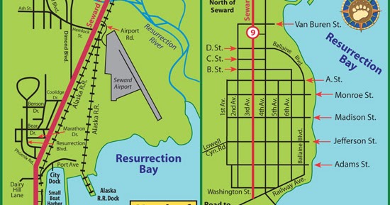 Maps of Alaska Roads By Bearfoot Guides: Map of Seward, Alaska
