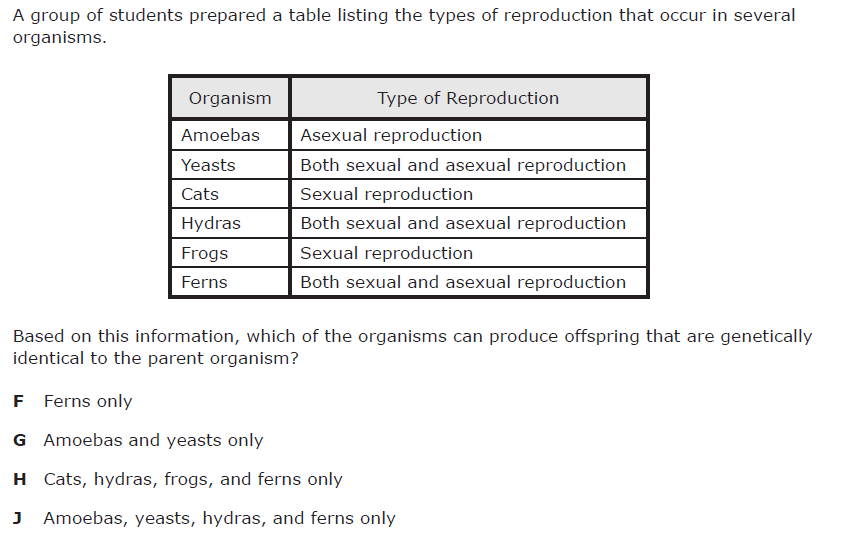 Science Released STAAR Questions: 7.14B