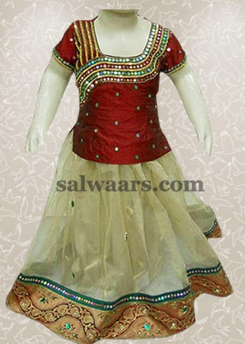 Tissue Skirt with Antique Border - Indian Dresses