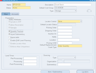 Oracle Inventory: Defining Subinventories « Learn Oracle