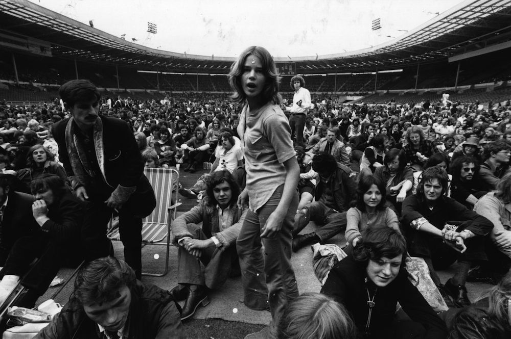 Vintage Photographs of Hippies and Teds Gathered at Wembley Stadium for ...