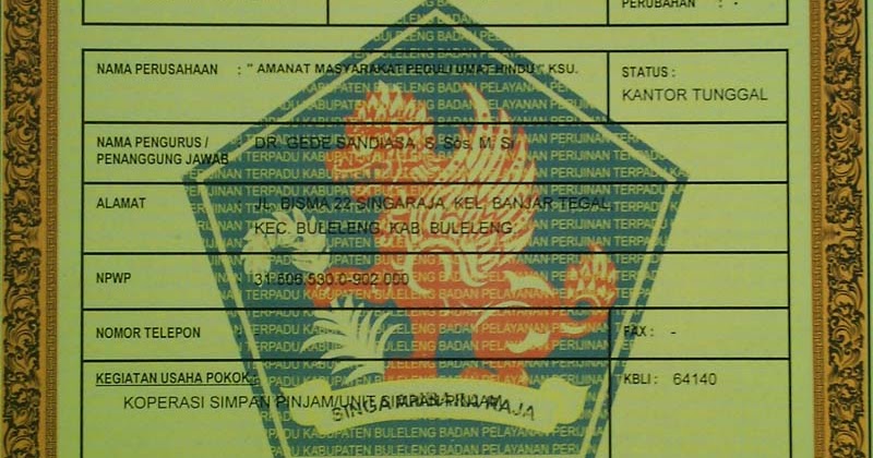 ksu ampuh singaraja: TANDA DAFTAR PERUSAHAAN (TDP) DAN SURAT IJIN USAHA ...