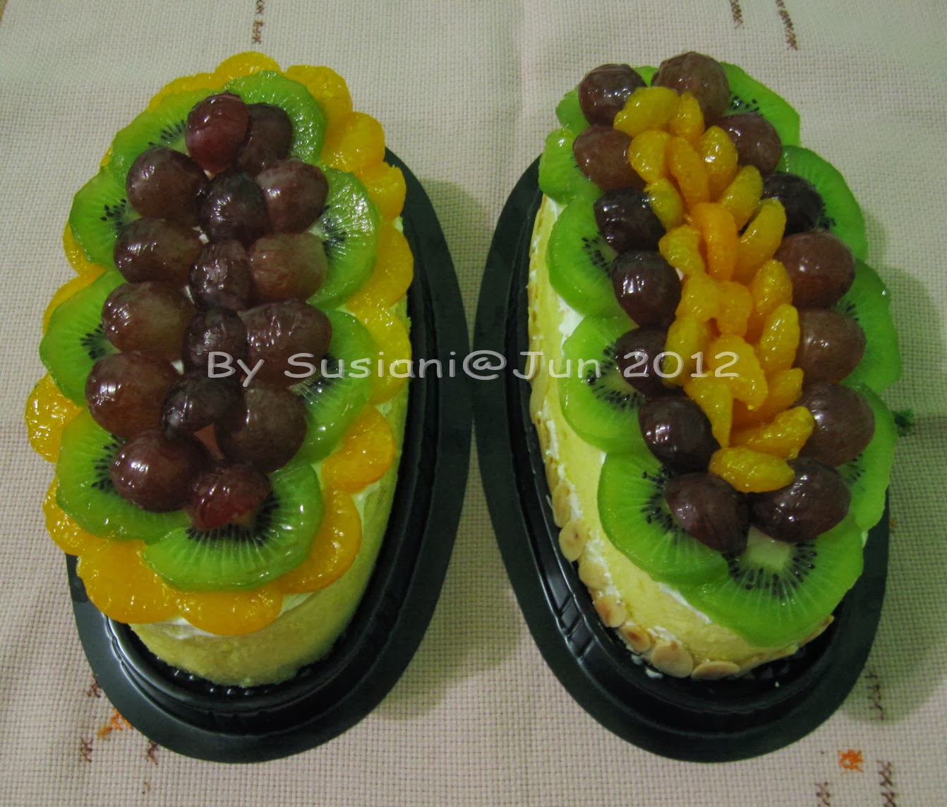 Susi Cakery: Oval Japanese Cheese Cake with Fruits, July 2012