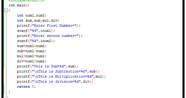 Program to perform arithmetic operations - C Programming