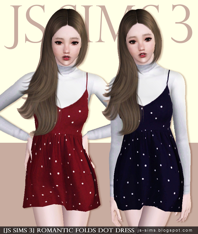 [JS SIMS 3&4] Romantic Folds Dot Dress－JS SIMS｜痞客邦