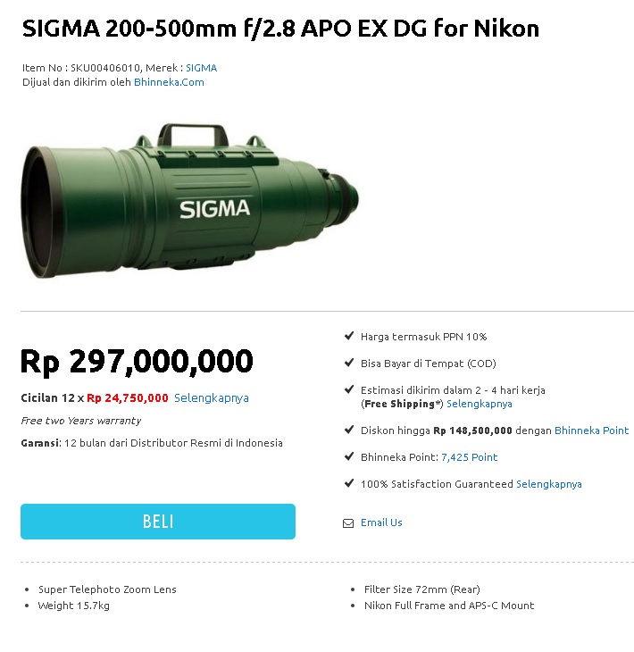 Lensa Sigma 200-500mm Super Tele Photo