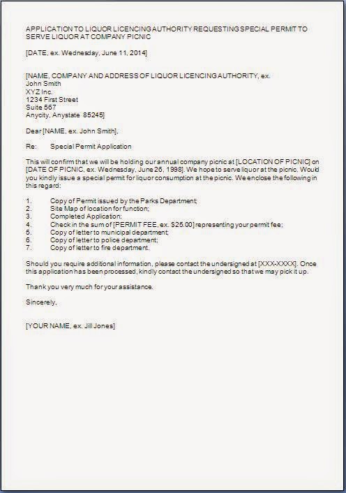 Request Letter For Liquor Permit