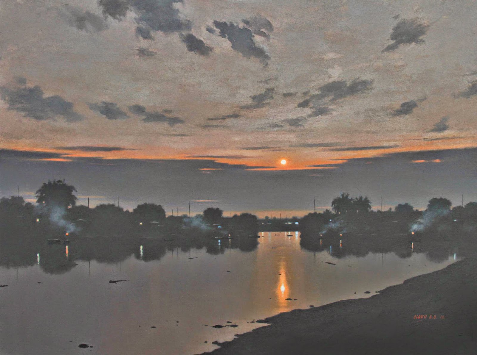 Abiodun Olaku, 1958 | Waterscape/Cityscape painter | Tutt'Art ...