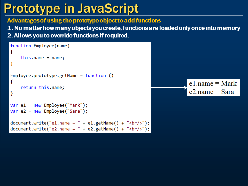 Sql server, .net and c# video tutorial: Prototype in JavaScript