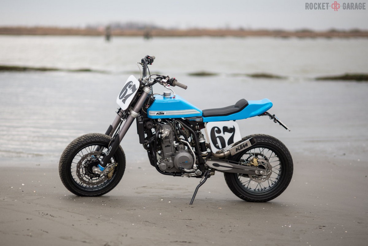 Sliding Blue | Flat Track Ktm - RocketGarage - Cafe Racer Magazine