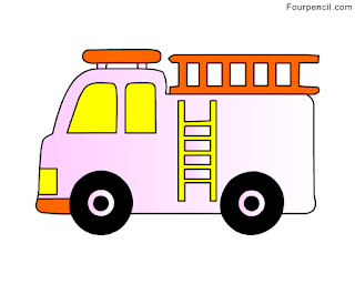 FourPencil: How to draw a Fire Engine for kids - step by step