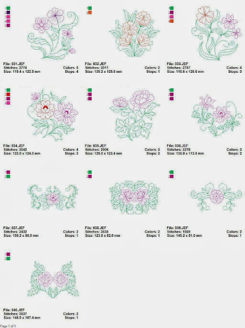 Dreams Free Embroidery: Outline Flowers Free Embroidery