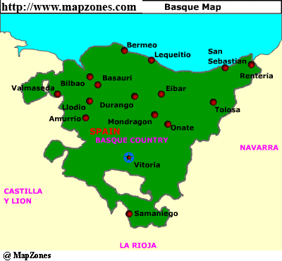 Mapa del País Vasco Región