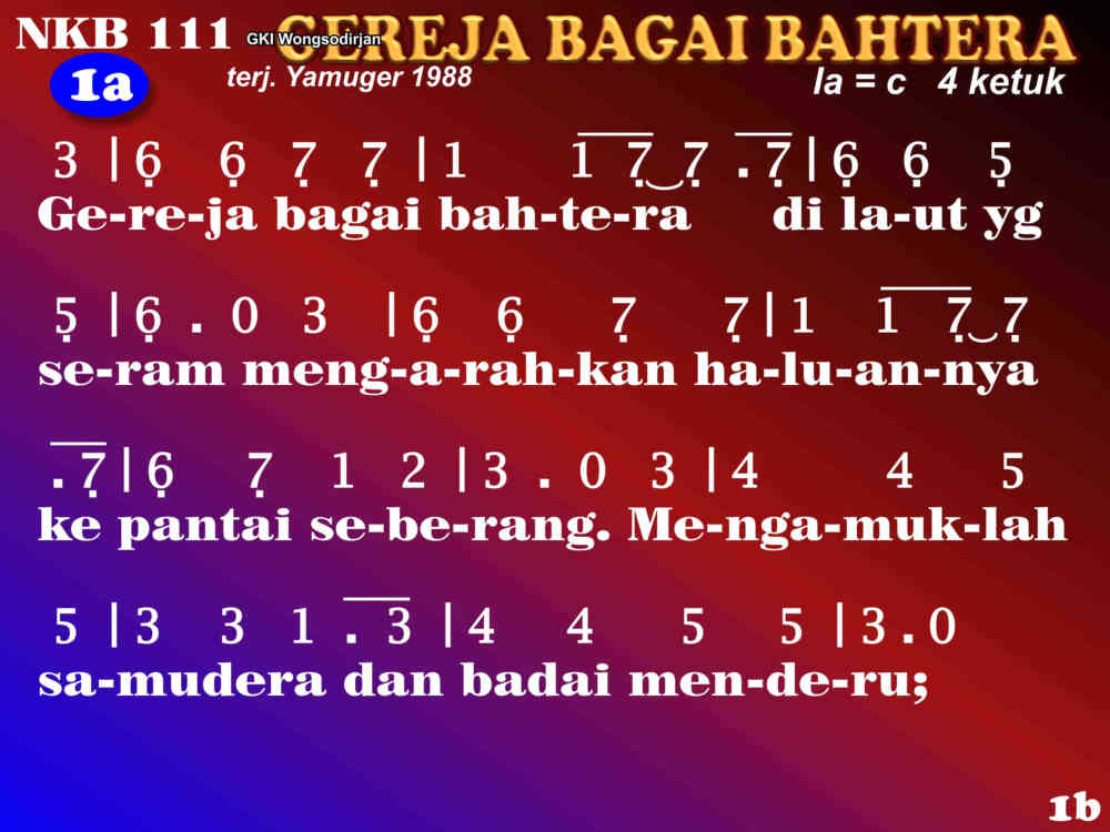 Lirik dan Not NKB 111 Gereja Bagai Bahtera