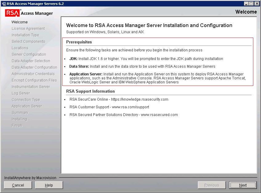 Information Systems Security: RSA Access Manager Server Installation