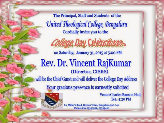 United Theological College, Bangalore: UTC College Day celebration