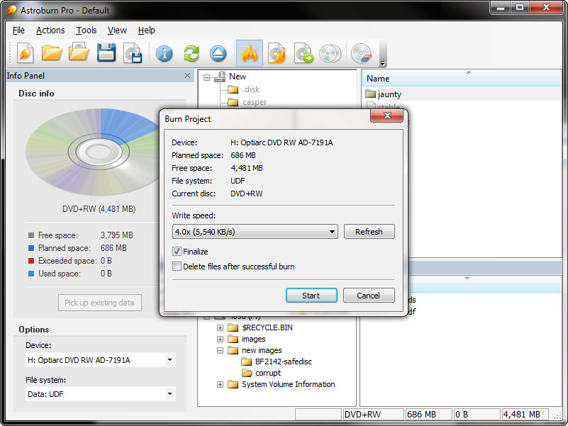 PlaySoftRa: Astroburn Pro. CD, DVD and Blu-ray burning software.