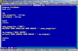 Kode Program: VARIABEL PADA PASCAL