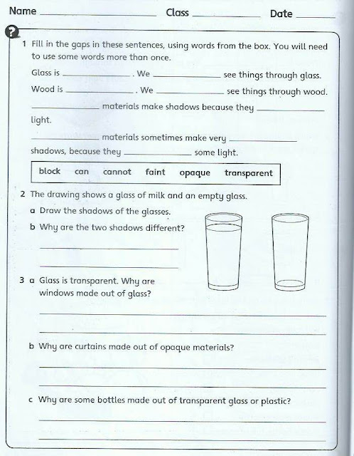 The City School: Science Worksheet For Revision (Class Test # 3)
