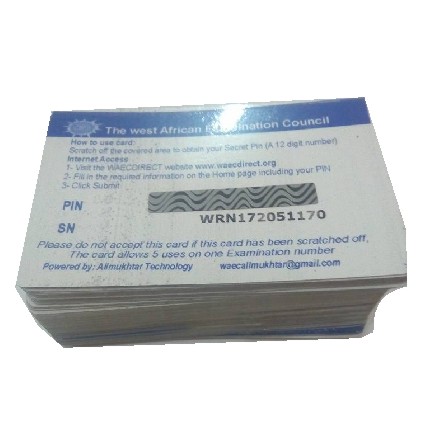 ALL MUKHTAR E-REGISTRATION CENTER : WAEC PRINTED RESULT CHECKER CARD