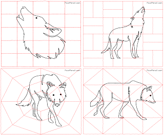 Four grid: Free printable Wolf grid line drawing worksheet/activity for ...