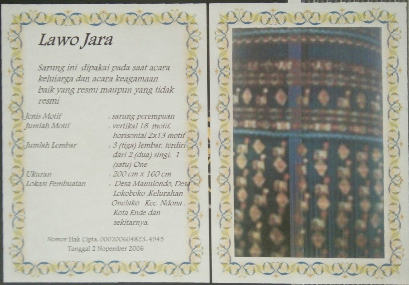 MOTIF TENUN IKAT ENDE - LIO YANG SUDAH MEMILIKI HAKI