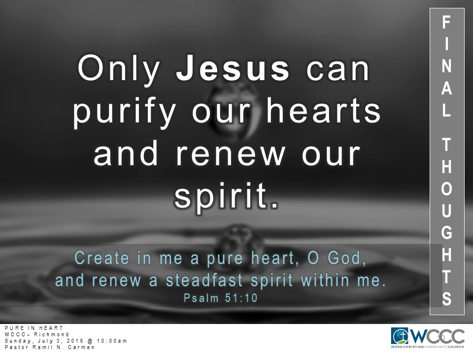Pastor Ramil Carmen's Blogs: The Pure in Heart