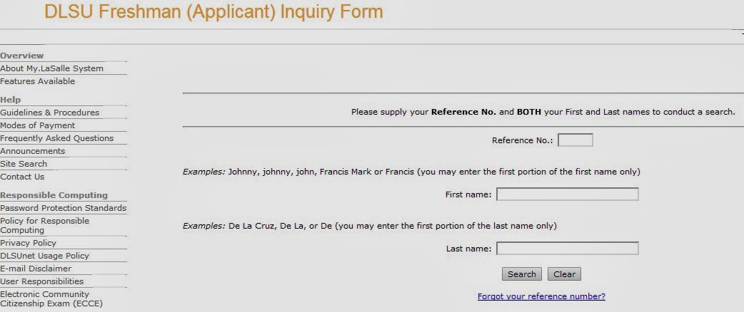 DLSUCET/ DCAT results AY 2014-2015 released on January 17, 2014