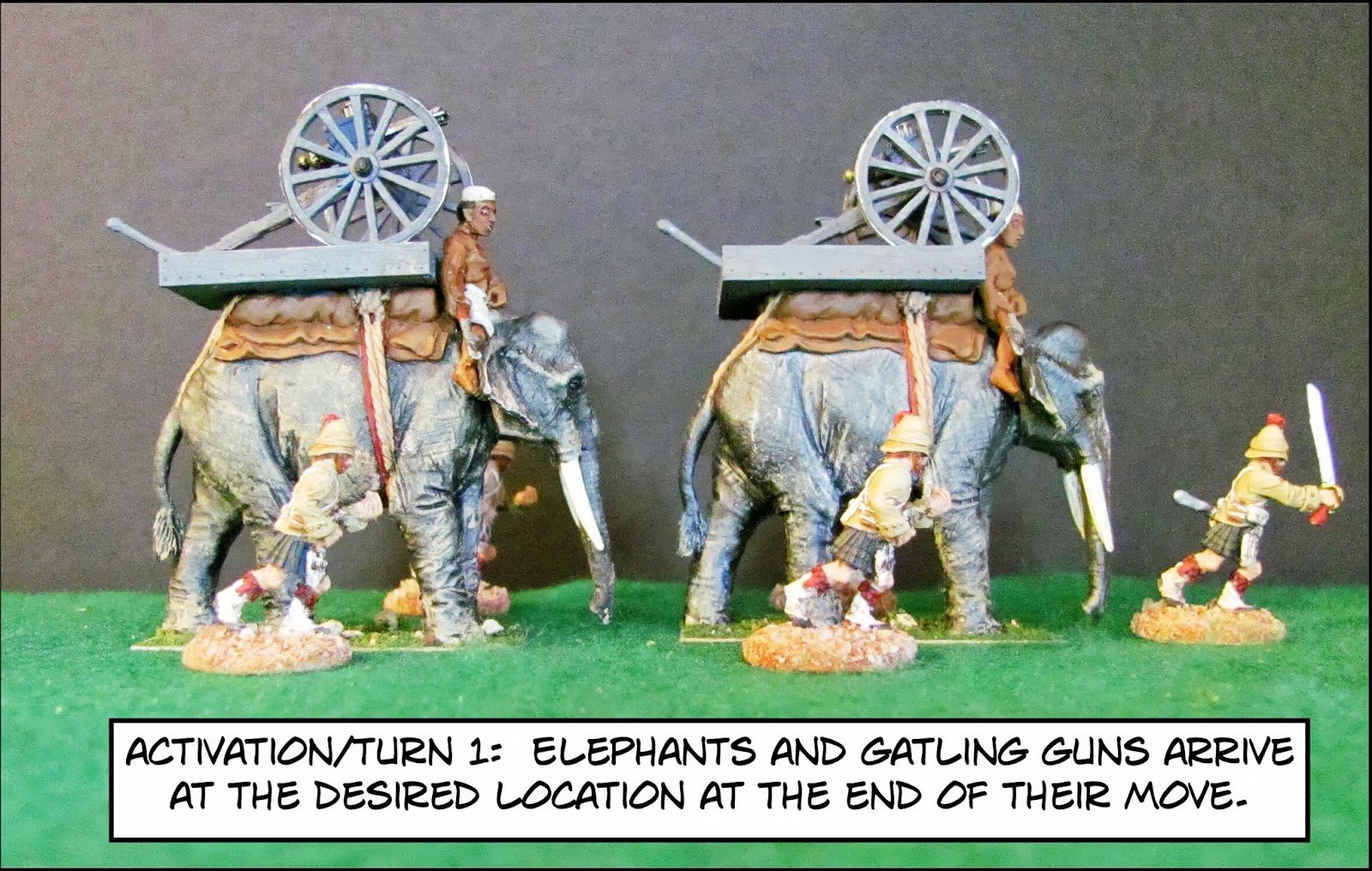 Flashcove's cay: Using the elephant-carried Gatling gun.
